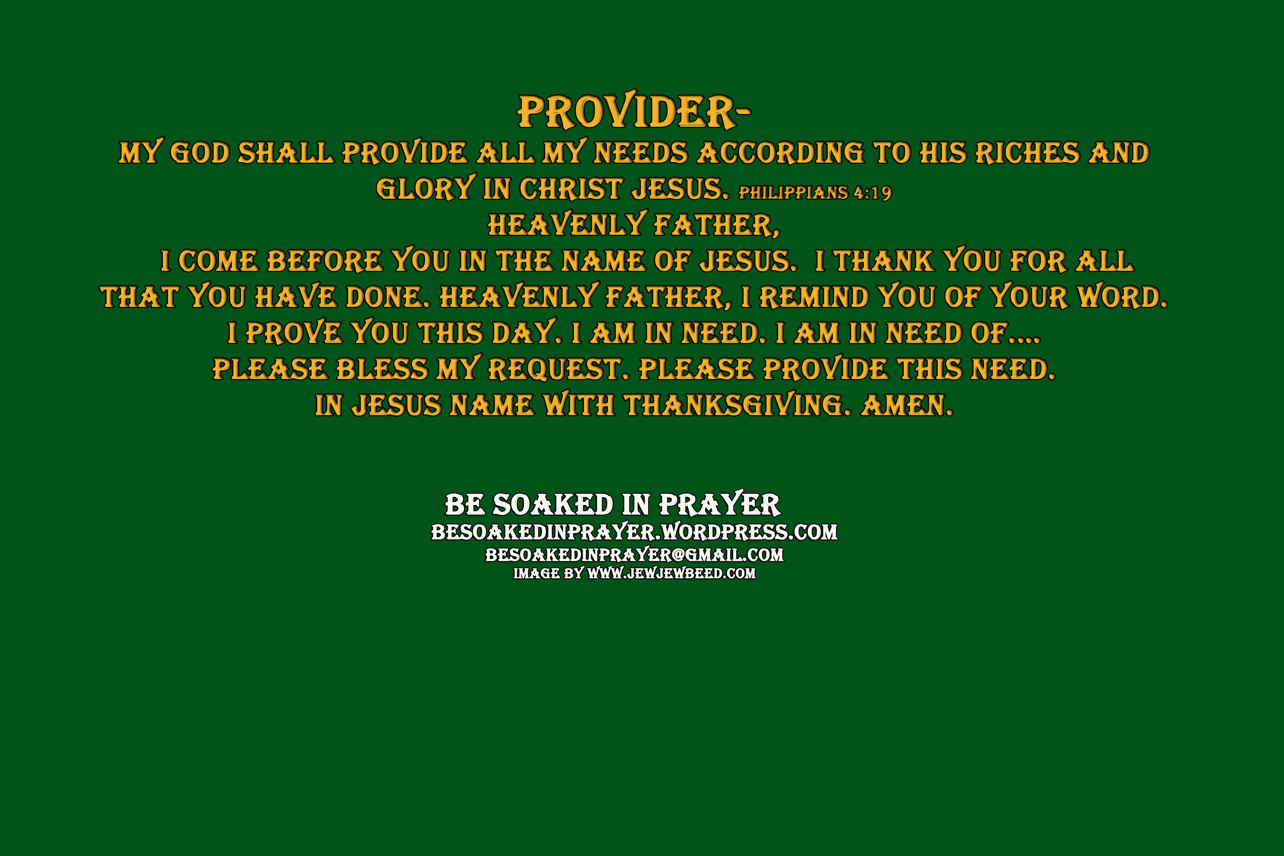 Provider – Be Soaked In Prayer